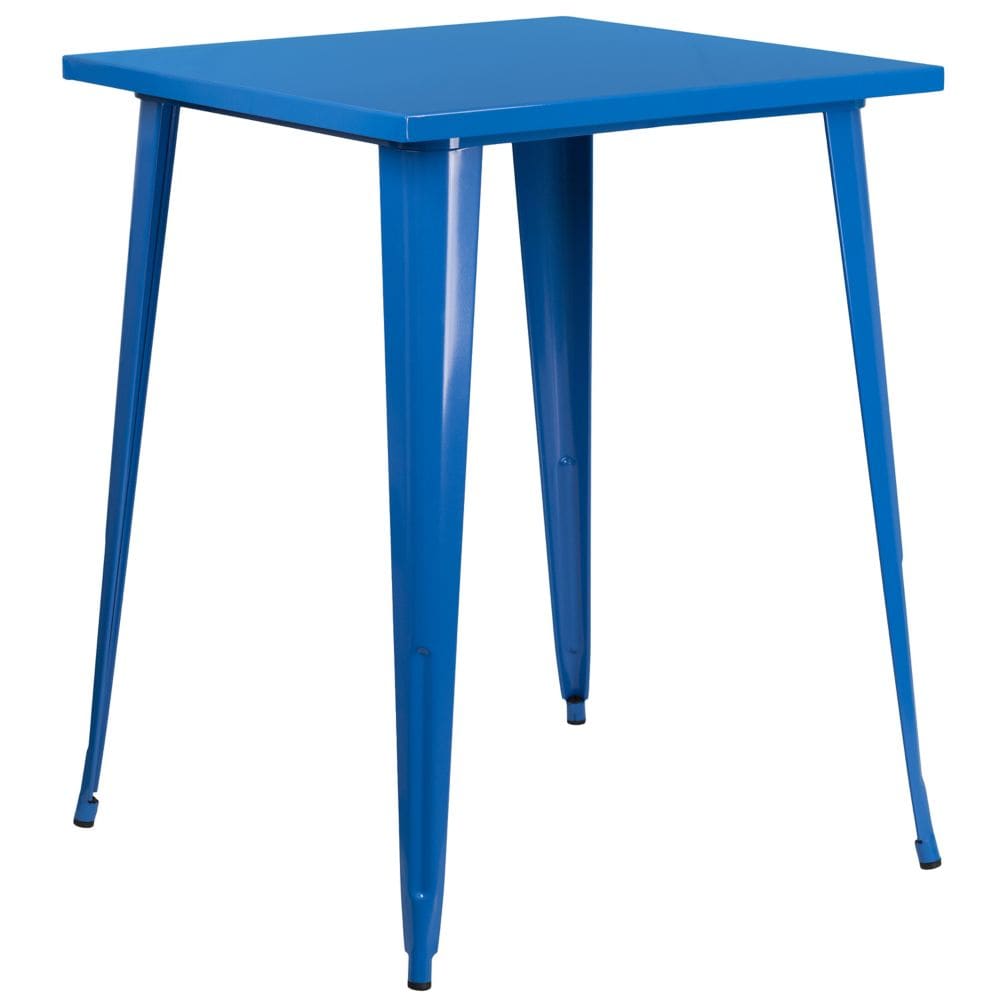31.5SQ Blue Metal Bar Table