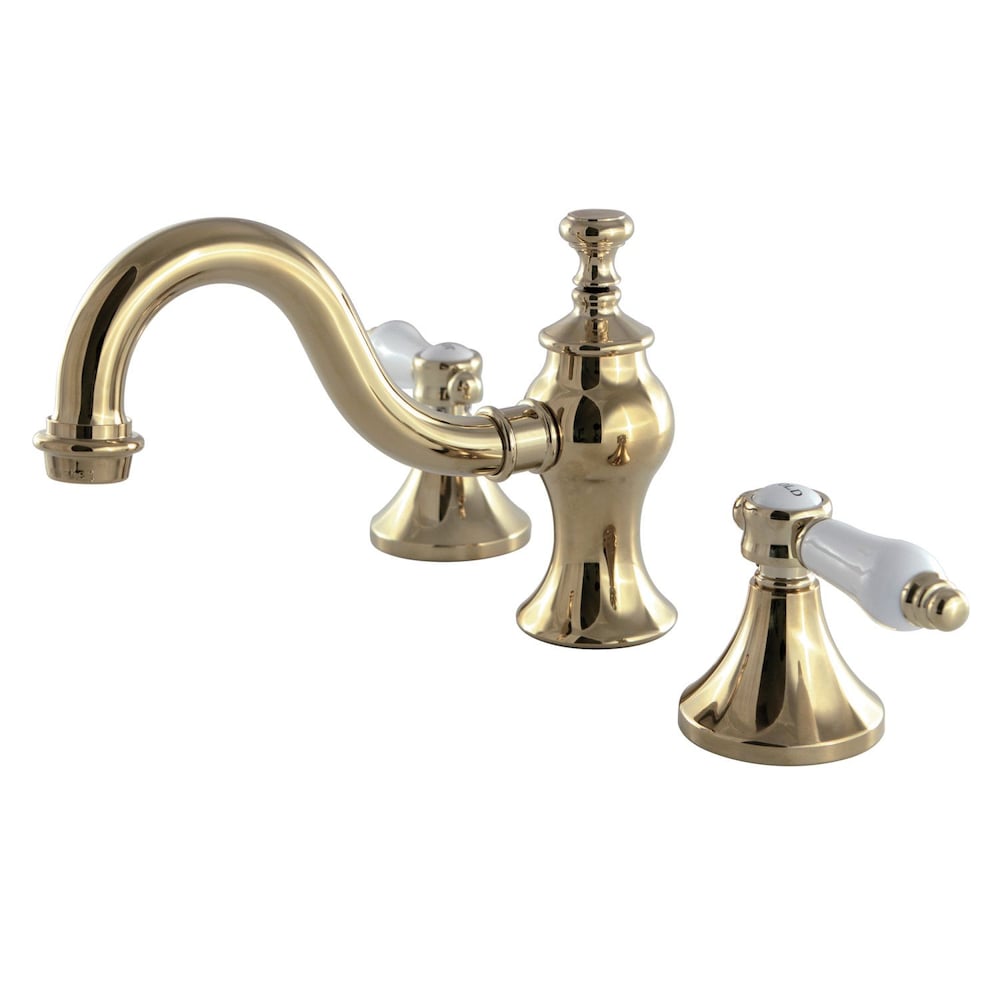 Country Lever 8 in. Widespread 2-Handle High-Arc Bathroom Faucet in Po